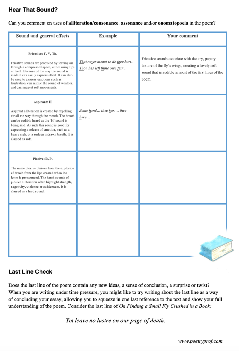 On Finding a Small Fly Crushed in a Book – Poetry Prof